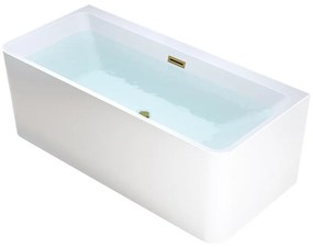 BPS-koupelny Volně stojící akrylátová vana ke stěně HYD-SOF515B 150x75 bílá, odtokový komplet zlatý