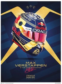 Umělecký tisk Max Verstappen - Helmet World Champion 2023
