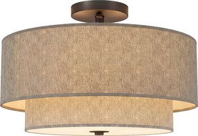 HOMCOM Stropní lampa, závěsná lampa s dvojitým stínidlem v lněném vzhledu, taupe
