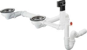 Hansgrohe D17, ručně ovládaná odtoková a přepadová souprava pro granitový dvoudřez, chromová, HAN-43928000