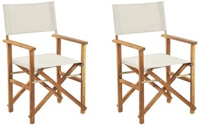 Sada 2 židlí z akátového světlého dřeva špinavě bílá CINE Beliani