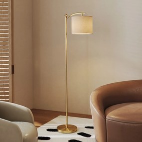 HOMCOM Stojací lampa, nastavitelné možnosti osvětlení, nožní spínač, dálkové ovládání, kov, zlatá