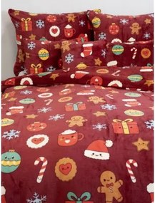 MK Lůžkoviny Vánoční francouzské mikroplyšové povlečení Exclusive – Vánoční nadílka červené 220 × 200 cm, 2ks 70 x 90 cm