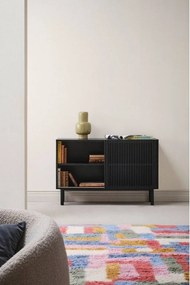 Černá skříňka v dekoru jasanu s posuvnými dveřmi 124x80x45 cm Sion – Jotex