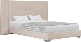Postel ALTESA 160x200 s roštem a LED osvětlením, béžová Velvet látka Kondela 0000408415