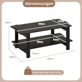 Costway 2patrový konferenční stolek s policí Obdélníkový Accent Table, černý