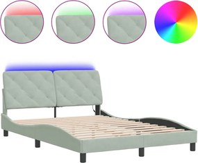 Rám postele s LED bez matrace světle šedý 140 x 200 cm samet 3213855
