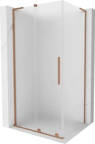 Mexen Velar L, sprchový kout s posuvnými dveřmi 90 x 85 cm, 8mm sklo námraza, měděná matná, 871-090-085-33-65