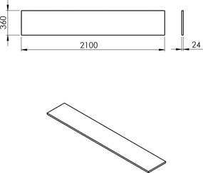 Sapho PLATO deska Rockstone 2100 x 24 x 360 mm bílá mat PL216-0101