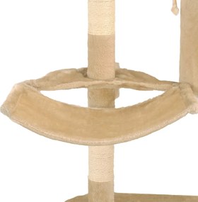 Nástěnné škrabadlo pro kočky se sisalovými sloupky - béžové | 194 cm