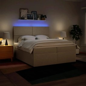 Box spring postel s matrací krémová 200x200 cm textil 3292893
