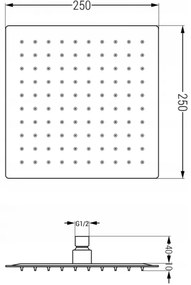 Mexen Cube, podomítková vanová/sprchová sada DR02 s dešťovou sprchou 25cm, bílá, 77503DR0225-20