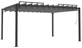 vidaXL Marketos Altán s lamelovou střechou 3 x 4 m antracitová tkanina a hliník