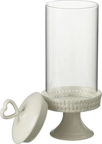 Bílá keramická dóza na noze s víkem Hella White M - Ø 11*31cm