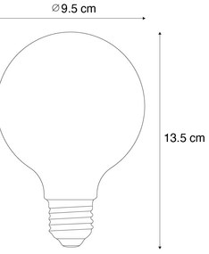 Sada 5 ks Stmívatelná LED žárovka E27 se 3 stupni stmívání, opálové sklo G95, 4W, 450lm, 2700K