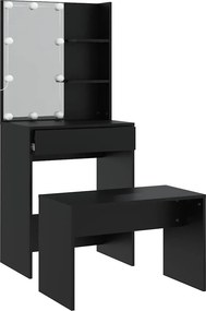 Set toaletního stolku s LED černý kompozitní dřevo 3114132