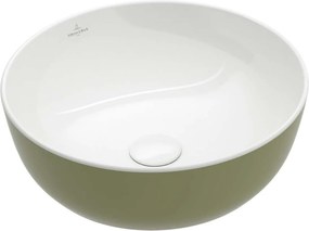 Villeroy & Boch Artis - Umyvadlo na desku, průměr 43 cm, bez přepadu, bez otvoru pro baterii, Sage Green 417943BCS8