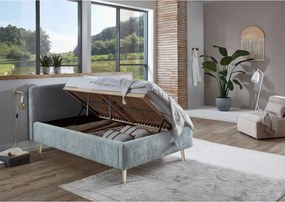Světle modrá čalouněná dvoulůžková postel s roštem 120x200 cm Mattis – Meise Möbel