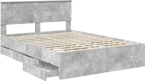 Rám postele s čelo Betonově šedá 140 x 200 cm Inženýrské dřevo 3407987