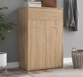 skříňka na boty, botník, 1 zásuvka, 2 dvířka, dřevo, 85x61x36 cm, dub sonoma, Dekorino BB20260062