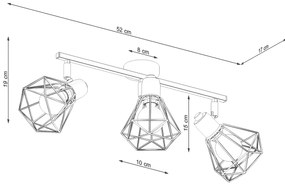 Bodové svítidlo Artemis, 3x bílé drátěné stínítko, (možnost polohování)