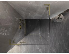 Mexen Lunar, L sklápěcí sprchový kout levý 80 x 80 cm, 8mm čiré sklo, zlatý kartáčovaný - 834L-080-080-55-00-L
