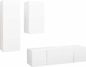 4dílný set TV skříněk bílý kompozitní dřevo 3078731