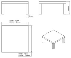 Konferenční stolek KW 80 (bílá lesk)
