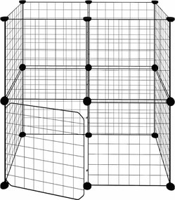 12panelová ohrádka pro zvířata s dvířky černá 70 x 35 x 70 cm ocel 3114033