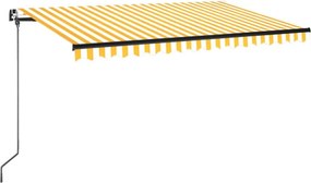 Ručně zatahovací markýza s LED světlem 450 x 350 cm žlutobílá 3069203