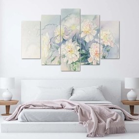Obraz na plátně pětidílný Kytice květiny Bílá - 200x100 cm