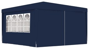Profesionální party stan s bočnicemi 4 x 4 m modrý 90 g/m²,  48526