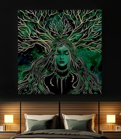 Obraz na plátně - Strom života Emeraldová žena FeelHappy.cz Velikost obrazu: 140 x 140 cm