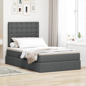 Postel s úložným prostorem a matrací Tmavě šedá 120 x 200 cm 3371899