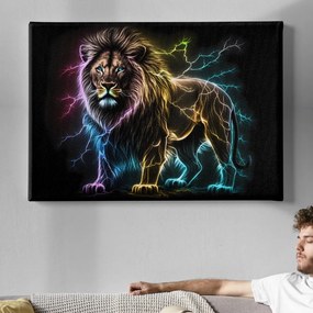 Obraz na plátně - barevný Lev (celé tělo) FeelHappy.cz Velikost obrazu: 210 x 140 cm