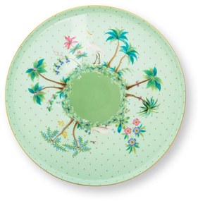 Pip Studio Jolie Green malý dortový podnos ∅21cm,zelený (malý dortový podnos z tenkostěnného porcelánu)