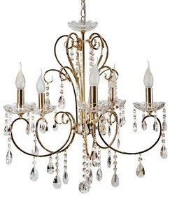 Zlatý křišťálový lustr Aurora pro žárovku 5x E14  - Candellux