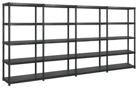 Úložný regál 5patrový černý 340 x 40 x 185 cm plast 3059861
