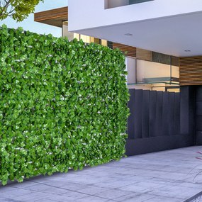 Outsunny živý plot Umělý živý plot 300x100 cm, světle zelený, ideální pro výzdobu balkonů a stěn, odolný proti UV záření a snadná údržba