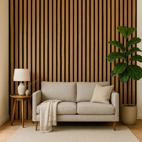 3D Dřevěné lamely na zeď na filci 275x46cm - Dub SLUNEČNÍ