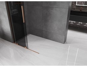 Mexen Velar L, posuvná sprchová zástěna Walk-in 100 x 200 cm, 8mm šedé sklo, měděná matná, 871-100-003-43-65