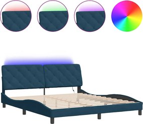 Rám postele s LED bez matrace modrý 180 x 200 cm samet 3213871