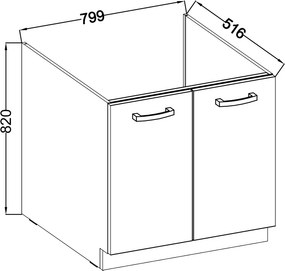 BORDEAUX bb | dolní skříňka 80 ZL 2F dřezová | 80 cm | dub bordeaux
