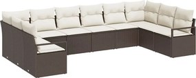 Set pohovek 10 ks Hnědá polyratan 3346558