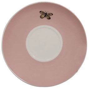 Růžovo-bílý porcelánový šálek s podšálkem s motivem motýlků Butterfly paradise – 200 ml