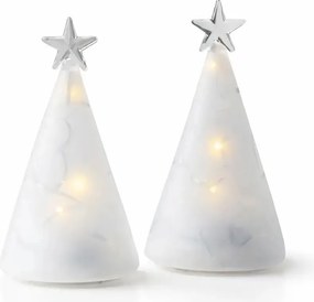 LED svítící stromeček skleněný, sada 2 kusy, čirý, 11,5 cm zmražené