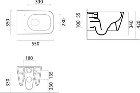 Sapho, NUBES závěsná WC mísa, Swirlflush, 55x36 cm, bílá ExtraGlaze