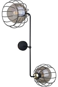 Keter Lighting | Nástěnné svítidlo SOLO BLACK 2xE27/60W/230V černá/zlatá | KE0102