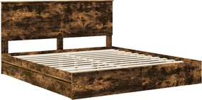 Postel s úložným prostorem se zásuvkou Kouřový dub 180 x 200 cm 3411184
