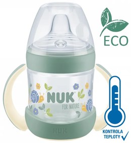 NUK For Nature láhev s kontrolou teploty 150 ml s úchyty Zelená